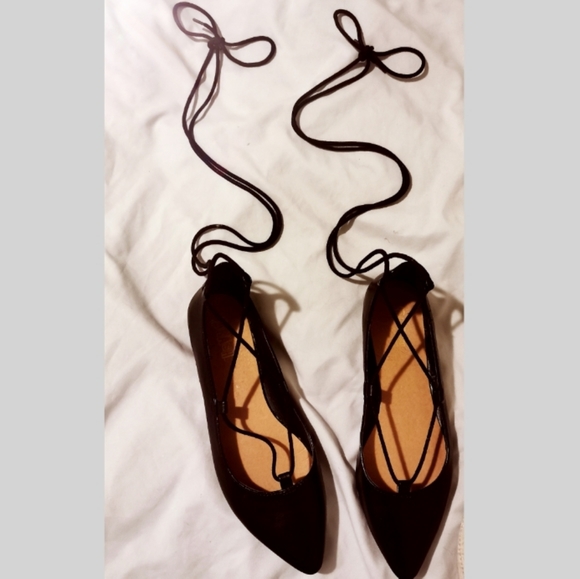 Brash | Shoes | Brash Lace Up Black Flats Ballerina Style Size 8 | Poshmark